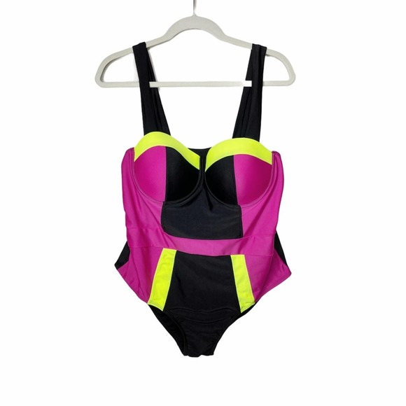 None | Swim | Colorblocked Futuristic Neon Robot One Piece Swimsuit ...